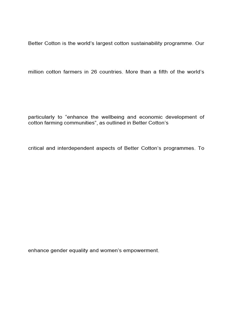 better_cotton_proposal | PDF | Sustainability | Cotton