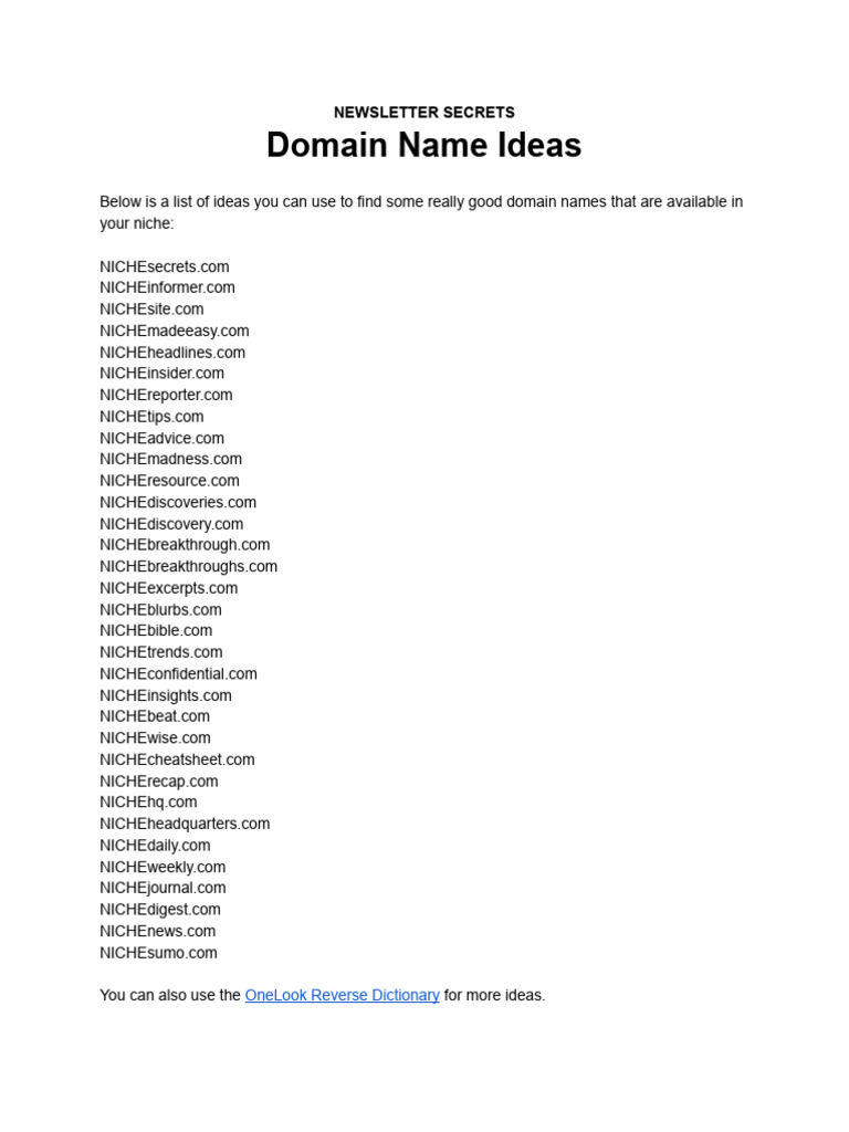 Domain Name Ideas | PDF