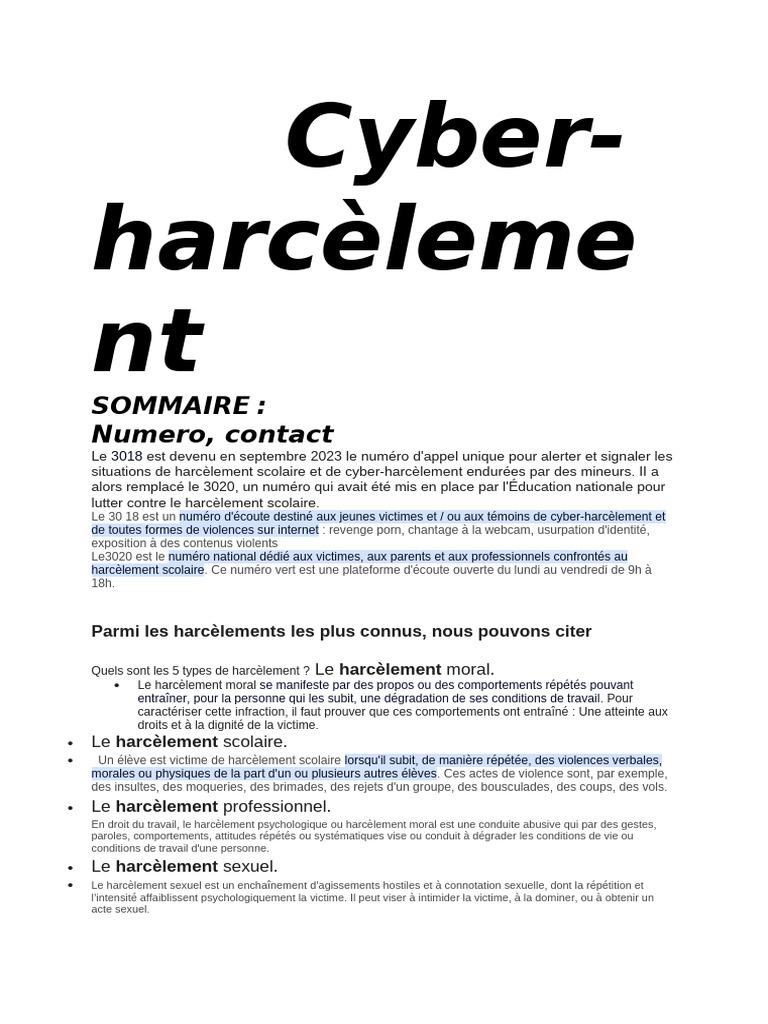 Comprendre le cyber-harcèlement | PDF | Cyberharcèlement | Harcèlement