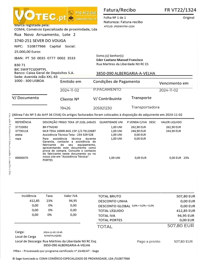 Fatura-Recibo - PDF 20241102 135418 0000 | PDF | Bancos | Serviços ...