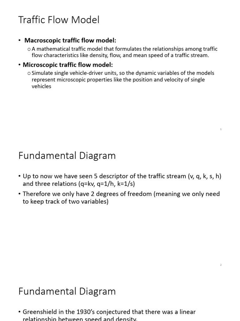 Traffic Flow Models and Fundamental Diagrams | PDF | Applied ...