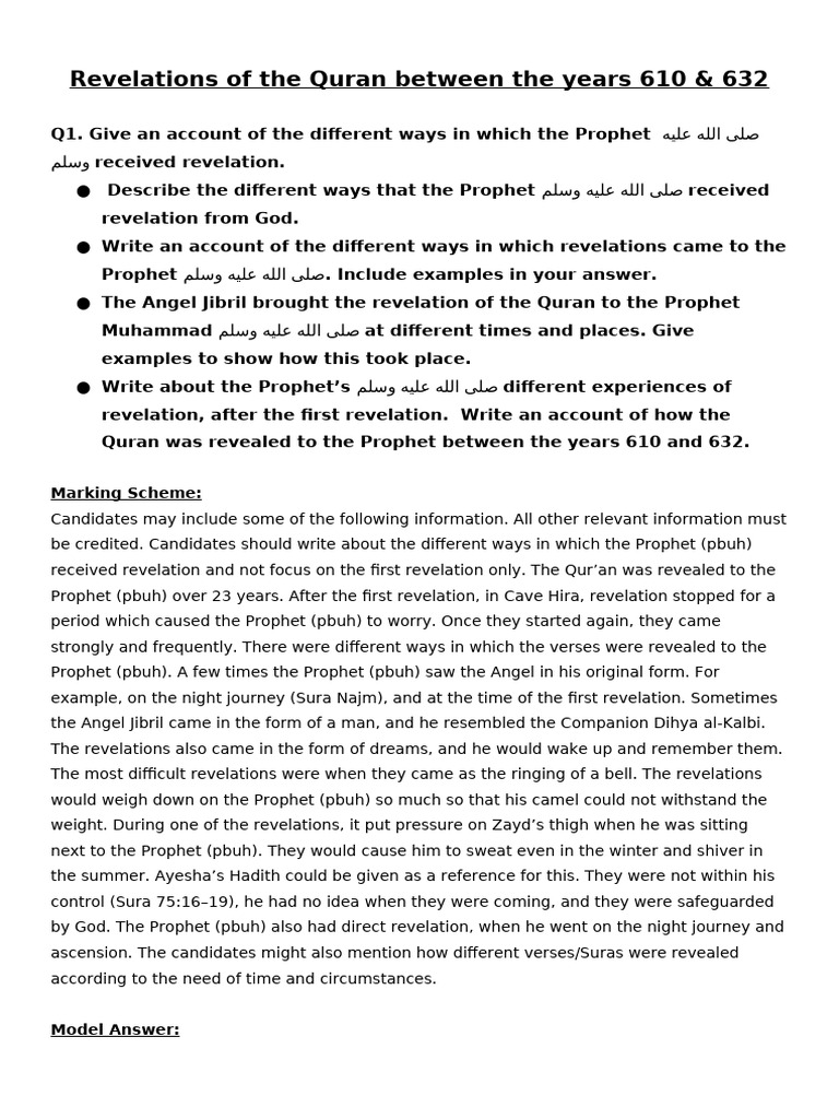 Revelation Methods of the Quran | PDF | Quran | Islam