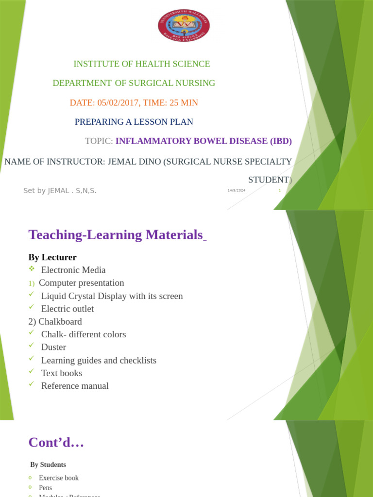 Jemal Session Plan | PDF | Inflammatory Bowel Disease | Crohn's Disease
