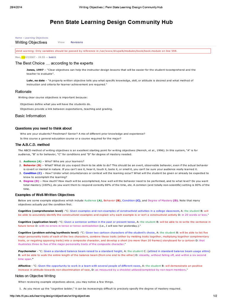 Resource On Writing Learning Outcomes | PDF | Instructional Design ...