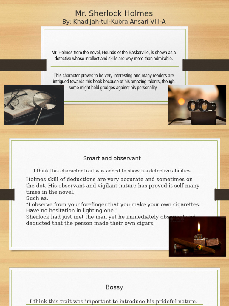 Holmes Slide Khadijah Imp. Project | PDF | Sherlock Holmes | Dr. Watson