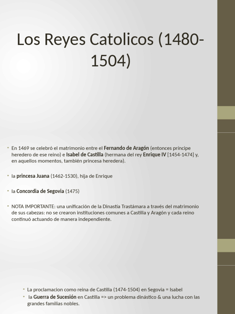 Unificación y Política de los Reyes Católicos | PDF | España