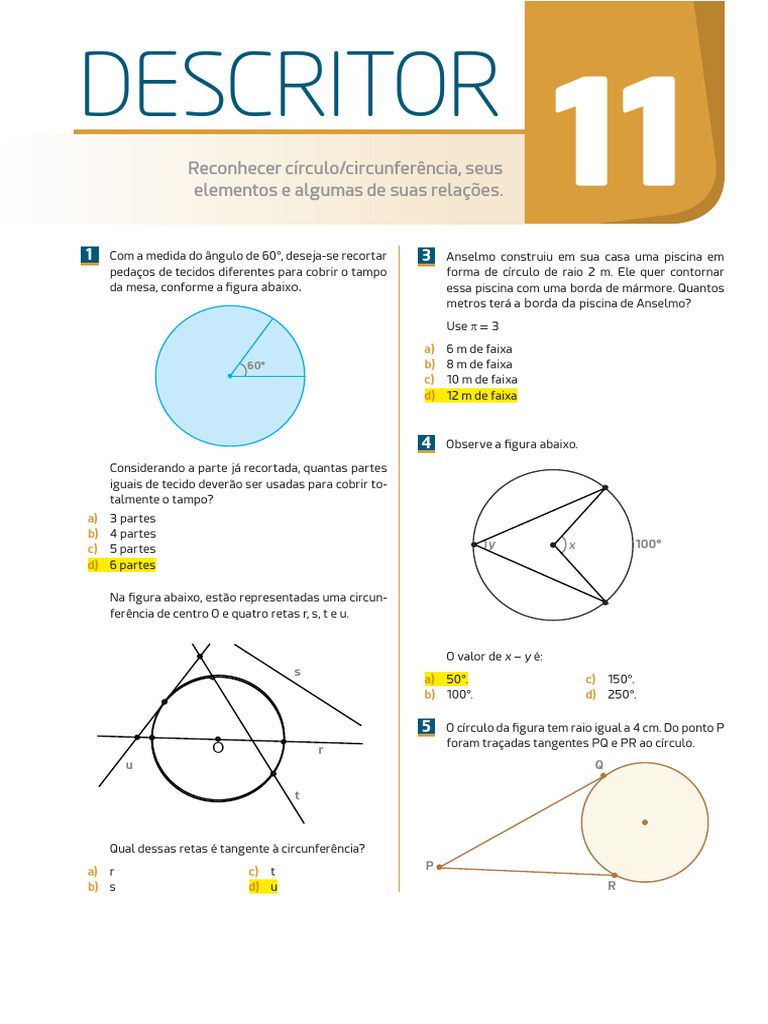 Atividade D11 - Professor | PDF | Círculo | Geometria Euclidiana