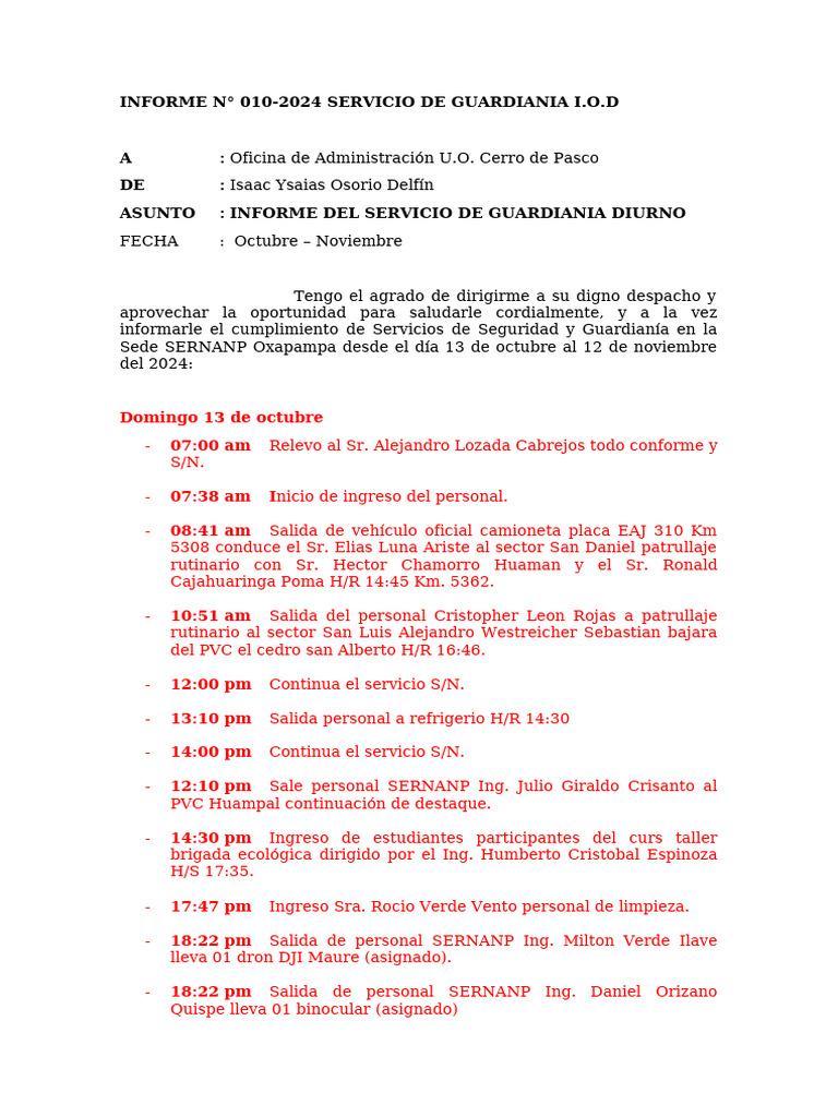 INFORME Diurno | PDF