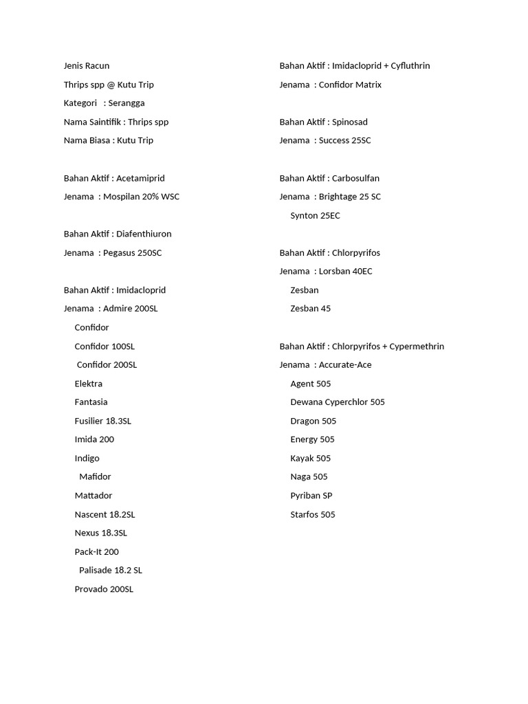 Jenis Racun Kimia | PDF | Sains & Matematika