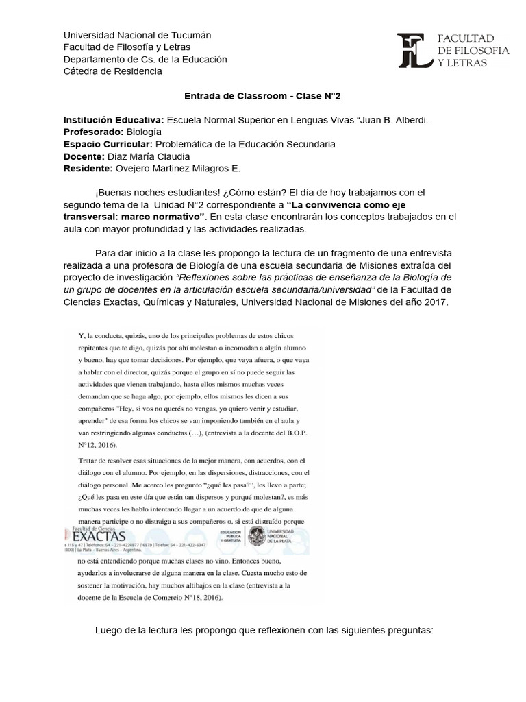 Classroom Clase N2 - Convivencia Escolar | PDF | Escuelas | Enseñando