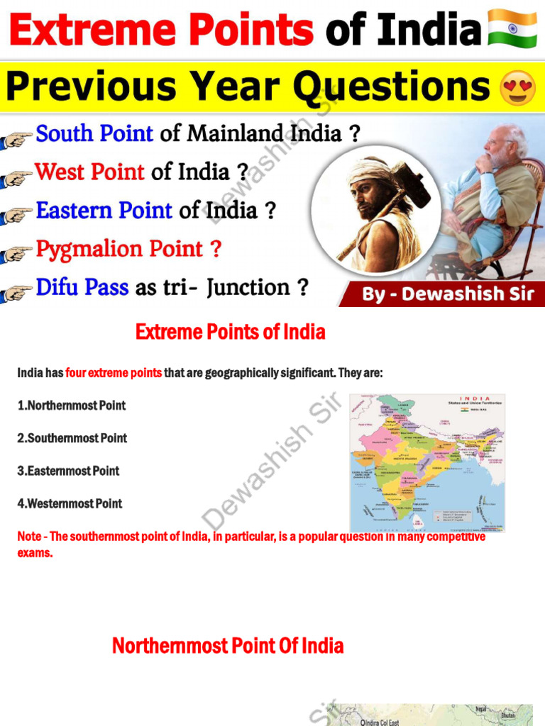 Extreme Points of India Basic Geography | PDF | Geography | Afro Eurasia