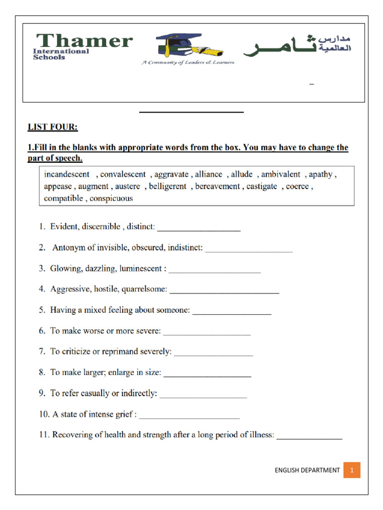 CV Optional Worksheet GR7 - T2 | PDF