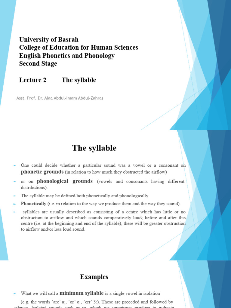 Lecture 2 | PDF | Syllable | Consonant