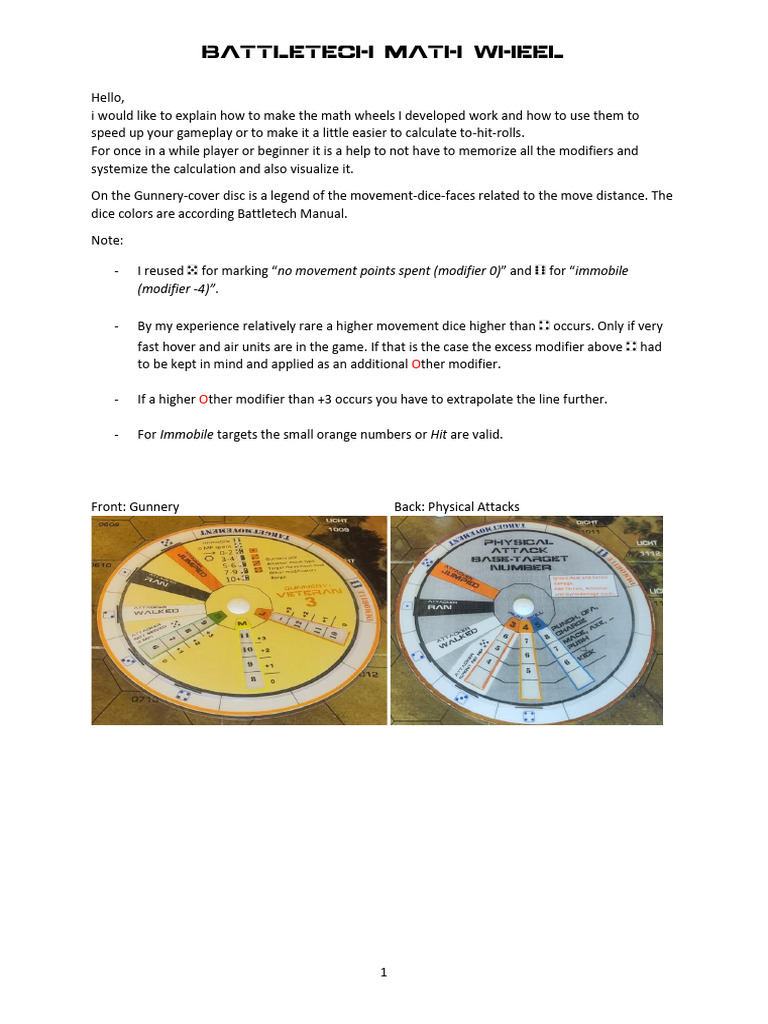 Battletech Math Wheel._Instruction_V1 | PDF | Rivet