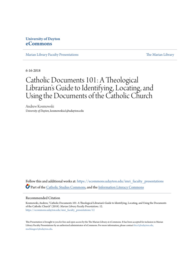 Catholic Documents 101 - A Theological Librarian's Guide | PDF ...