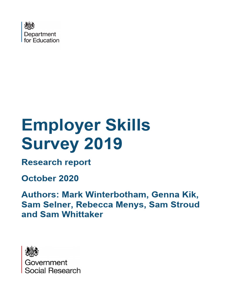 Employer Skills Survey 2019 Research Report | PDF | Survey Methodology ...