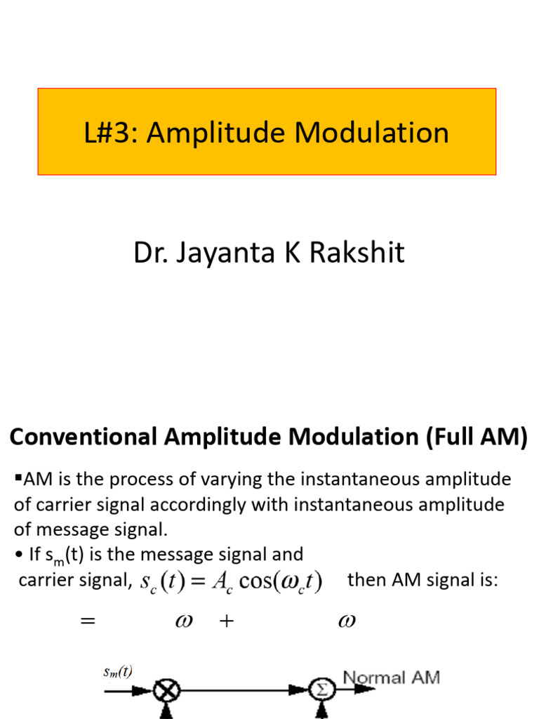 L#3: Amplitude Modulation | PDF | Modulation | Electronic Engineering