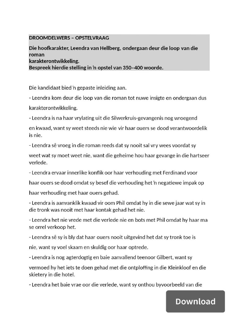 Droomdelwers Langvrae | PDF