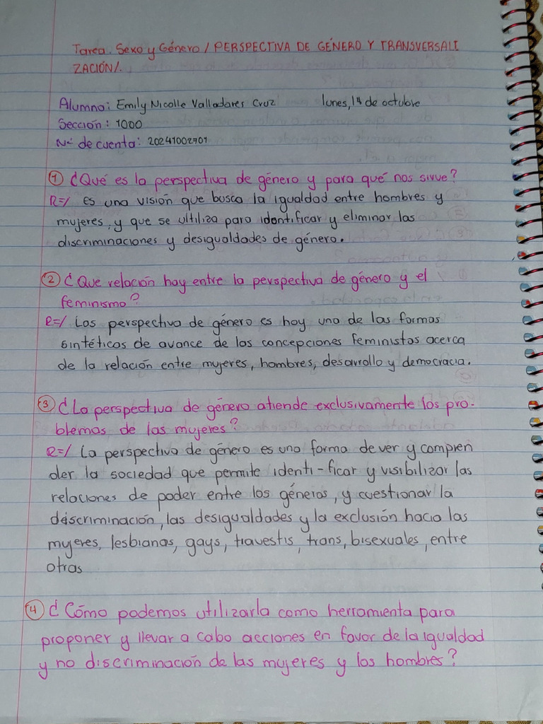 Emily Nicolle Valladares Cruz Tarea Sexo y Género | PDF