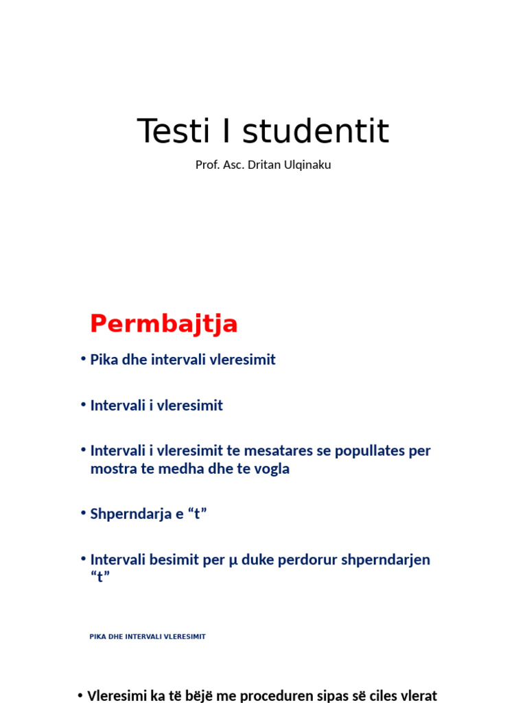Testi I Studentit | PDF
