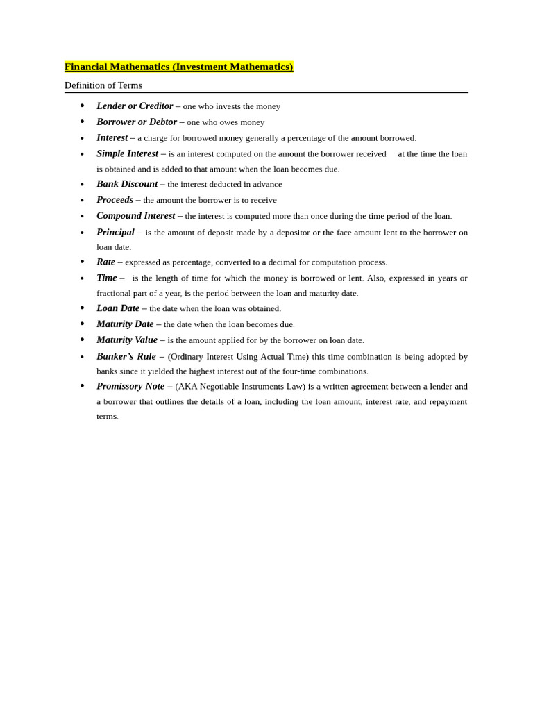Financial Mathematics: Interest Concepts | PDF | Interest | Loans