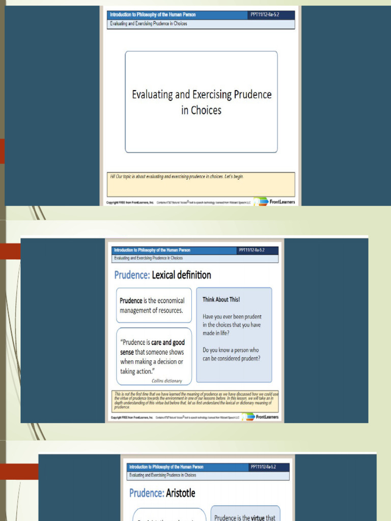 Exercise Prudence in Choices | PDF