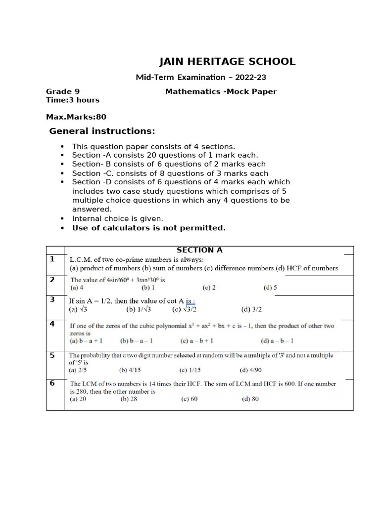 Mock Paper Mid Term Grade 10 | PDF | Computers | Technology & Engineering