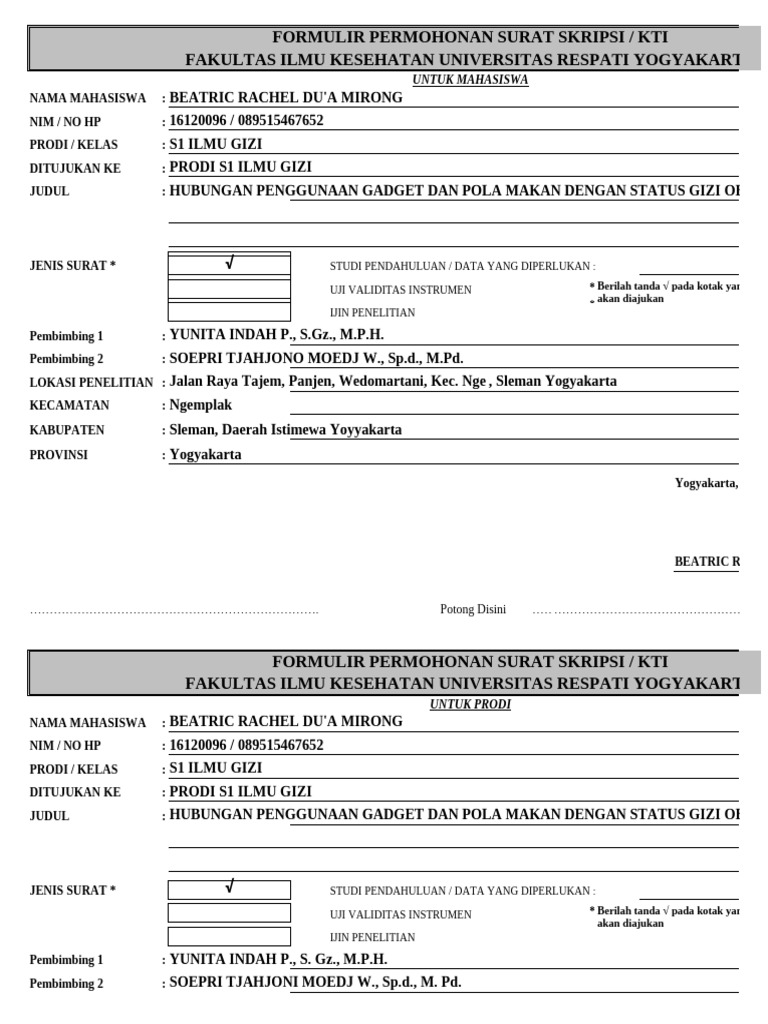 Form Ijin Penelitian | PDF