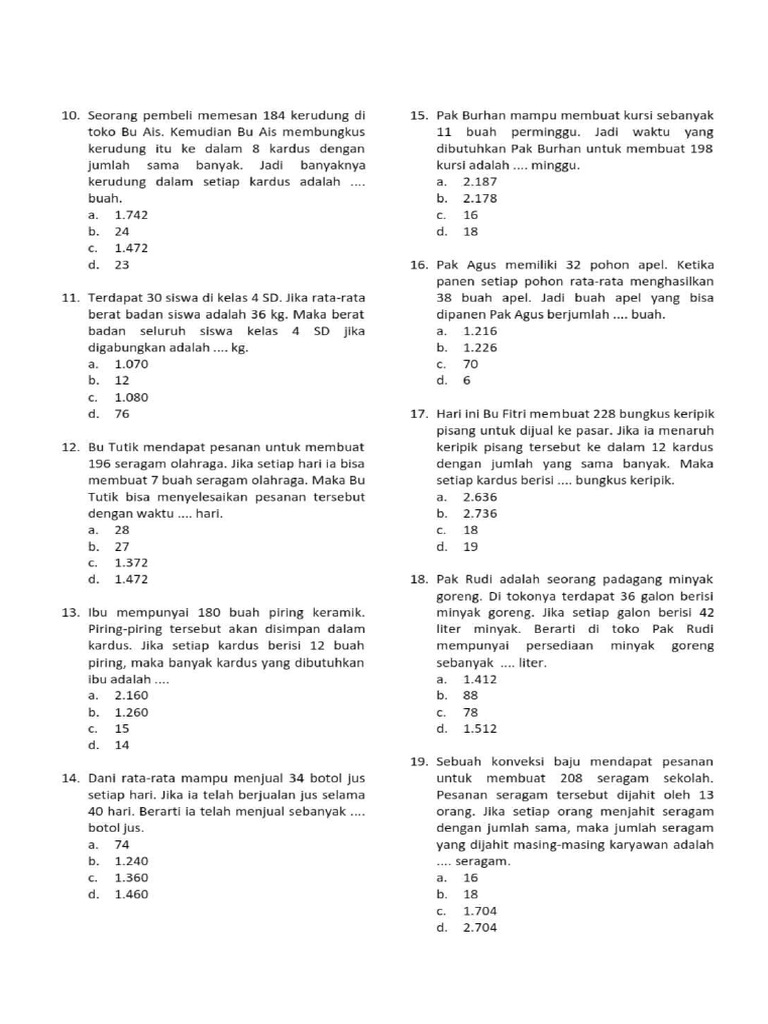 Soal Cerita Mat 2 | PDF