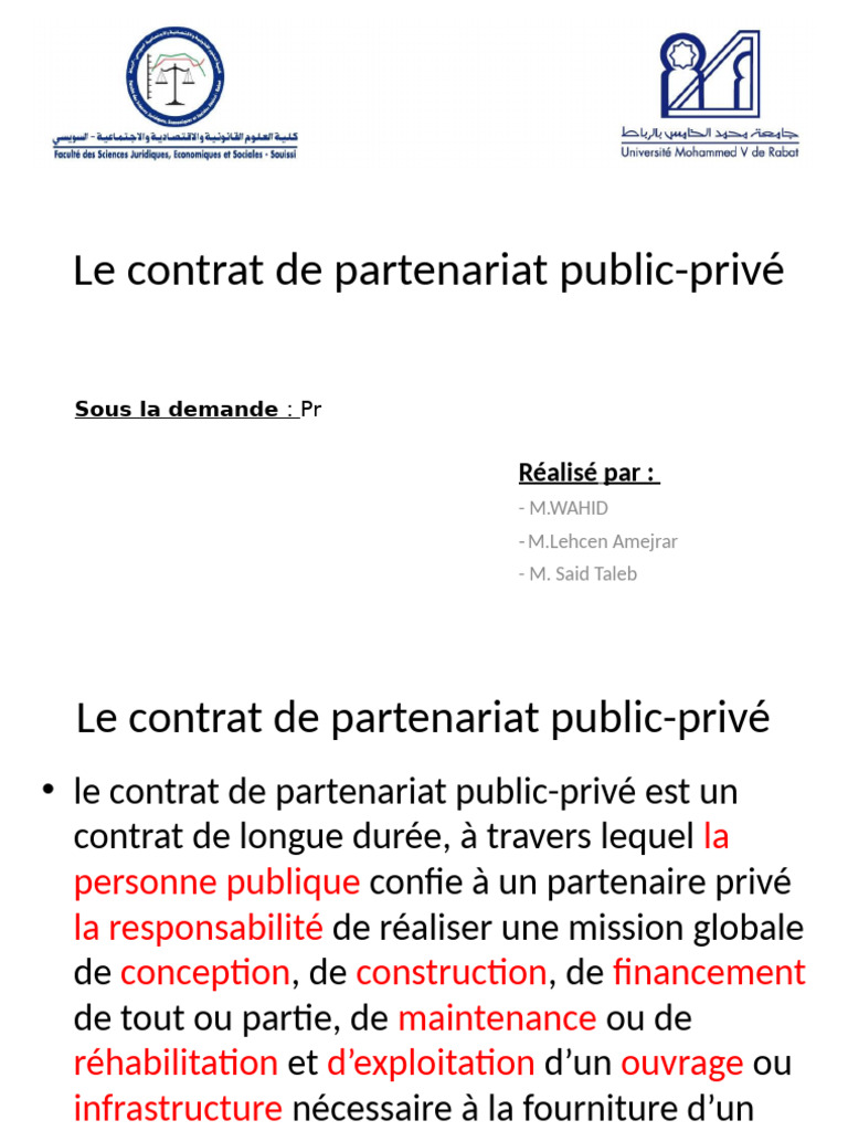 Le Contrat de Partenariat Public-Privé (3) (Enregistrement Automatique) | PDF | Partenariat ...