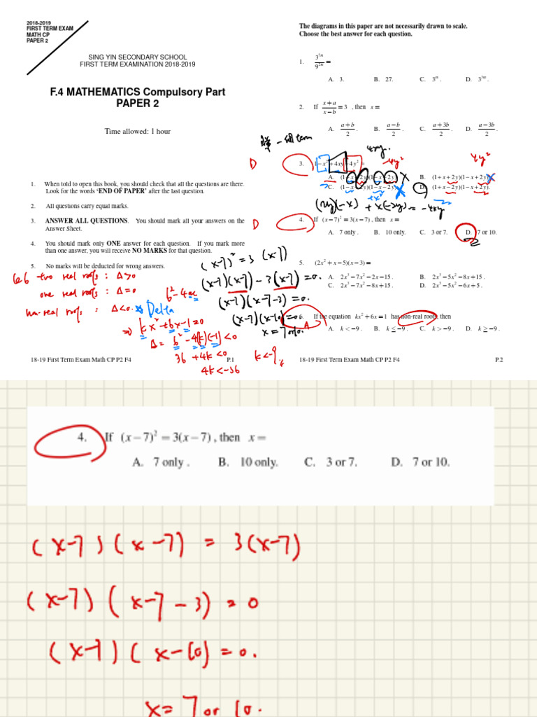 Root Sy-Pastpaper Bin Files 2018 f4 Maths Exam1 Paper2 Question Paper 2 | PDF | Euclidean ...