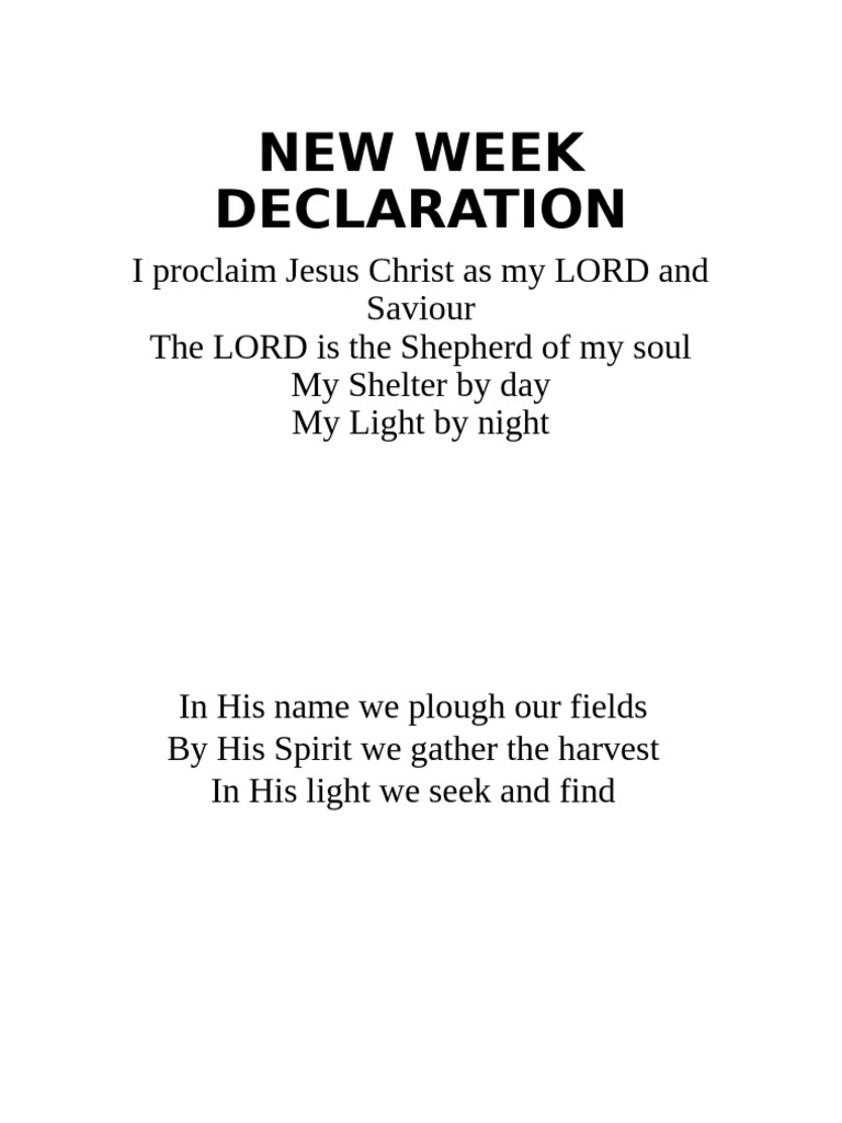 New Week Declaration | PDF