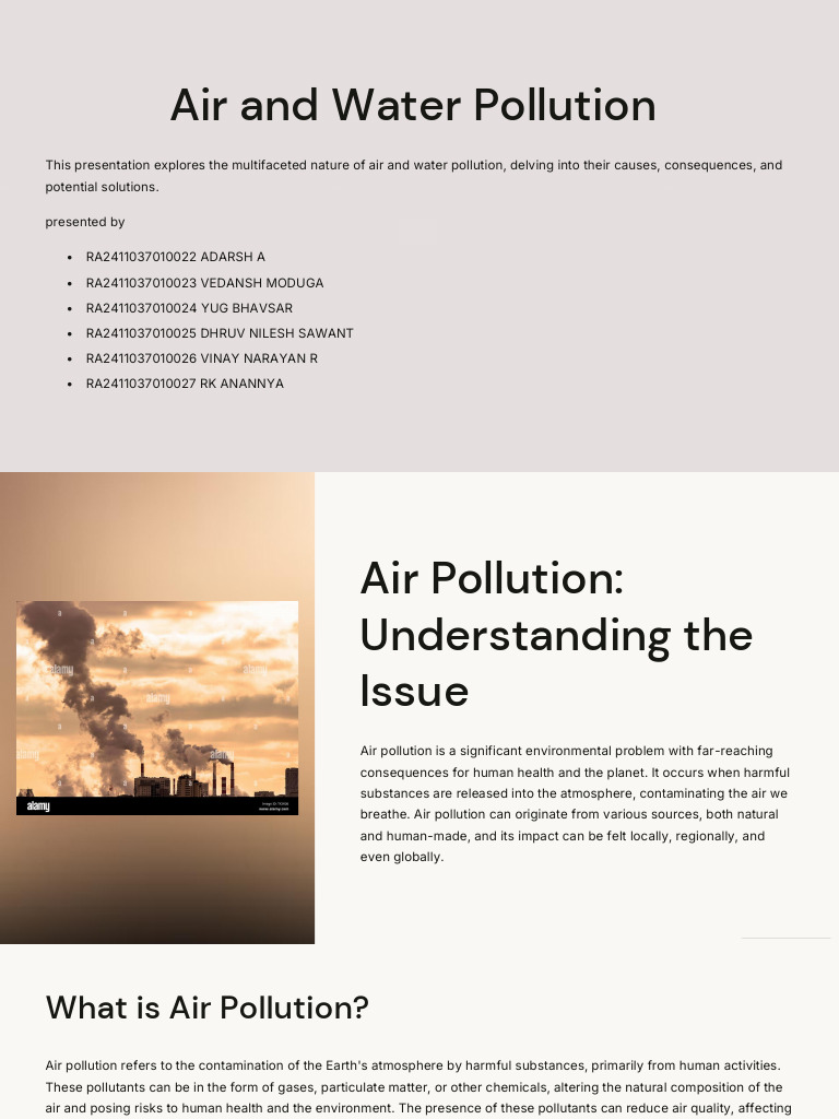 Air and Water Pollution: Causes & Solutions | PDF | Water Pollution ...