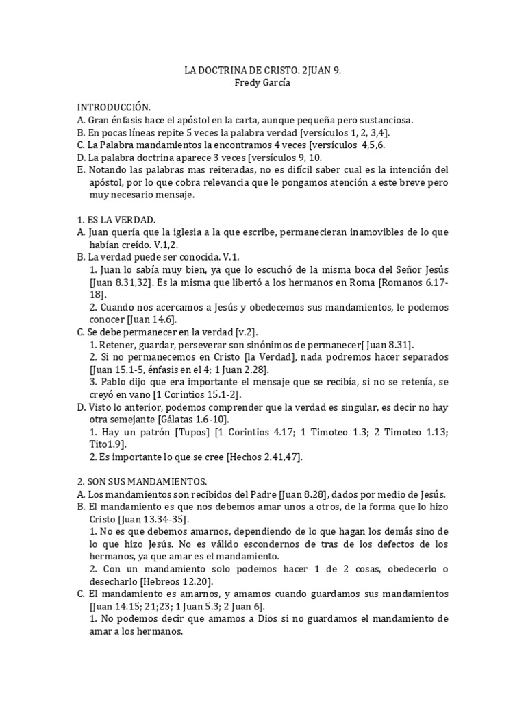 Doctrina de Cristo en 2 Juan 9 | PDF | Cristo (título) | Religiones ...