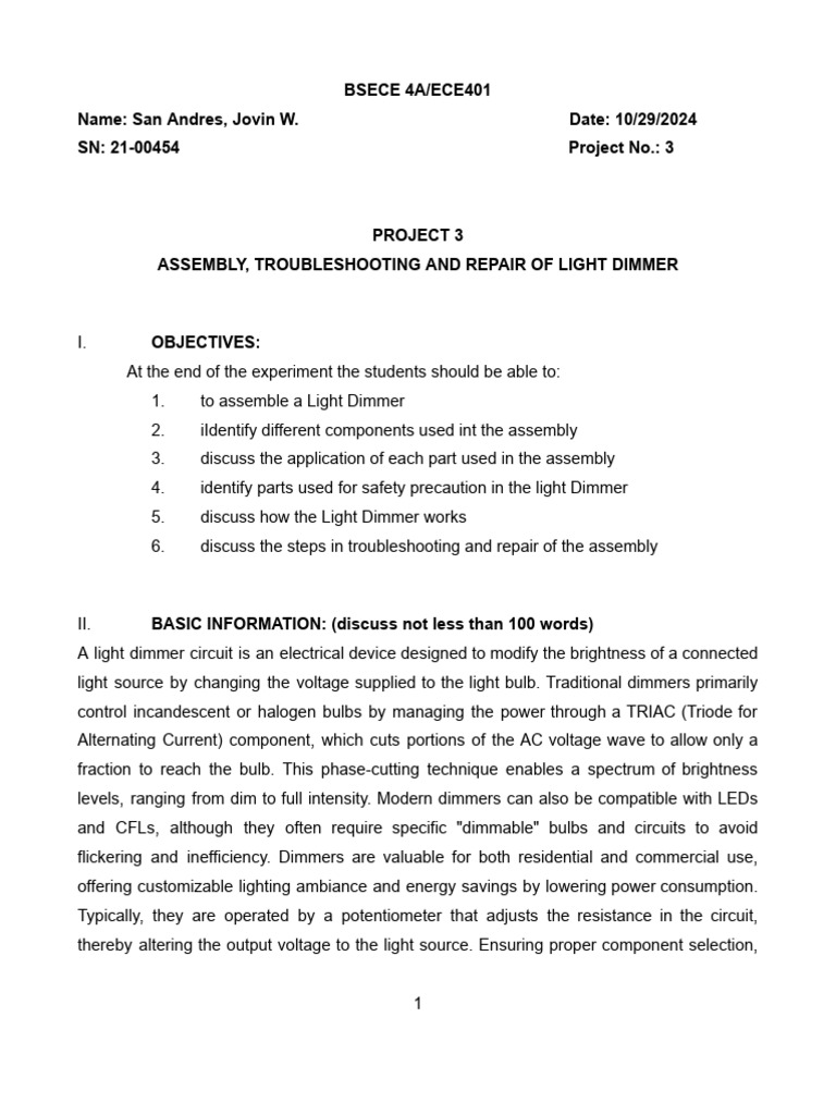Project 3 - Light - Documentation - SAN ANDRES | PDF | Compact ...