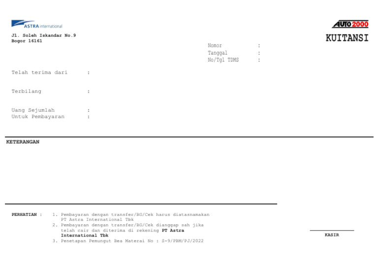 Kuitansi Astra | PDF