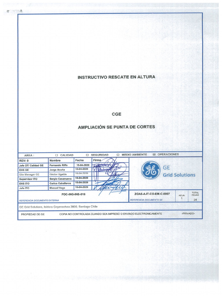 PDC-ING-INS-016 REV - 0 Rescate en Altura | PDF | Cinturón de seguridad | Riesgo