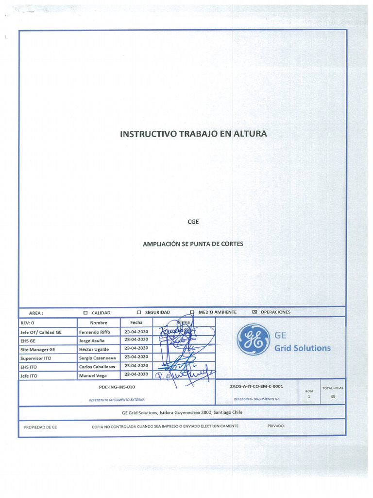 PDC-ING-INS-010 - Rev - 0 - Trabajo en Altura | PDF | Andamio | Cinturón de seguridad
