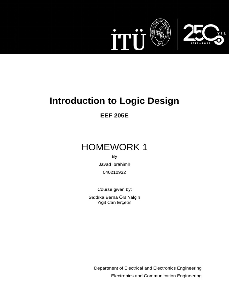 Introduction To Logic Design: Homework 1 | PDF