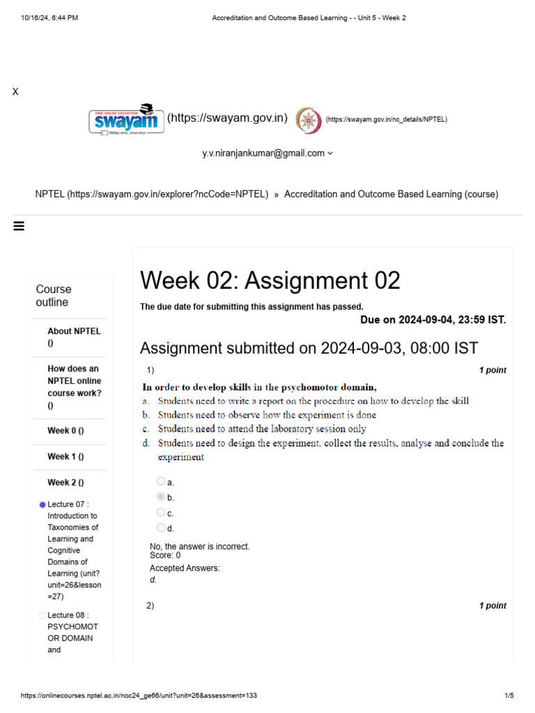 Week 2 - Accreditation and Outcome Based Learning - - Unit 5 | PDF | Learning | Neuroscience