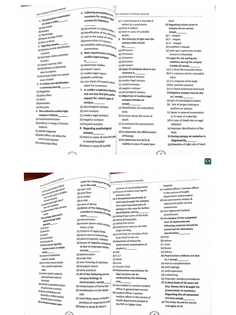 Autopsy Past Papers Â© ANu | PDF