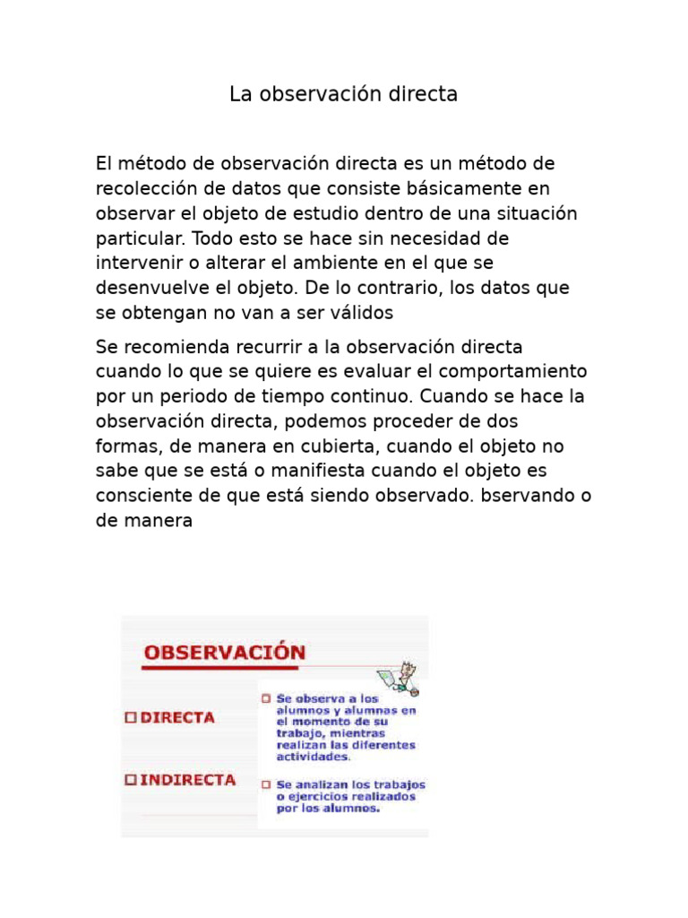 La Observación Directa | PDF | Crecimiento personal y profesional ...