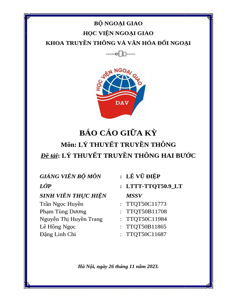 Hoc Vien Ngoai Giao Mon LTTT Nhom 6 2 | PDF