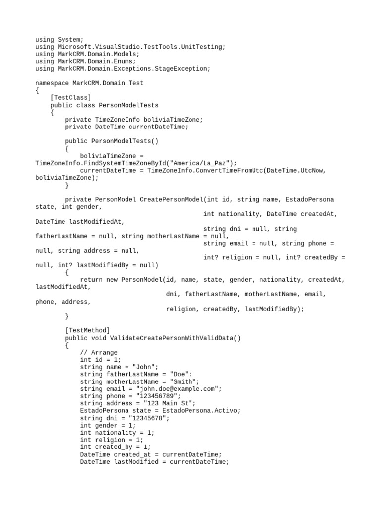 Pruebas Unitarias Persona | PDF | Computer Programming