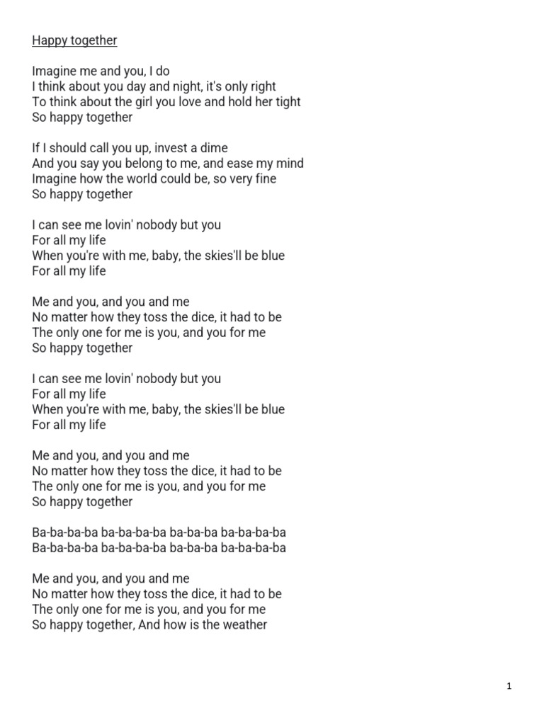 "Happy Together Lyrics" | PDF