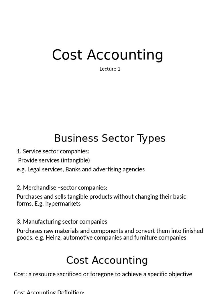 Cost Accounting Overview and Sectors | PDF