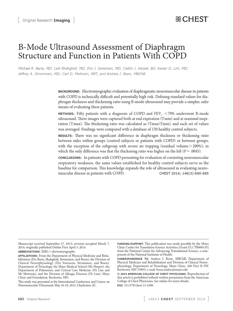 Baria Chest 2014 B-Mode Ultrasound Assessment of Diaphragm Structure ...