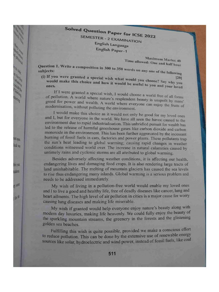 English Language 2022 (Solved) | PDF