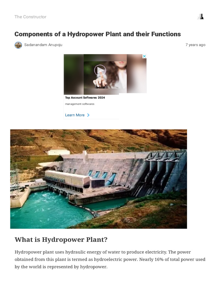 Components of A Hydropower Plant and Their Functions - The Const | PDF ...
