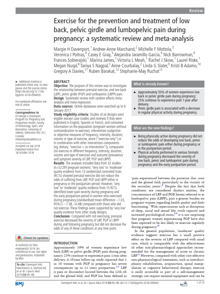 Review Exercises For LBP PGP | PDF | Pregnancy | Systematic Review